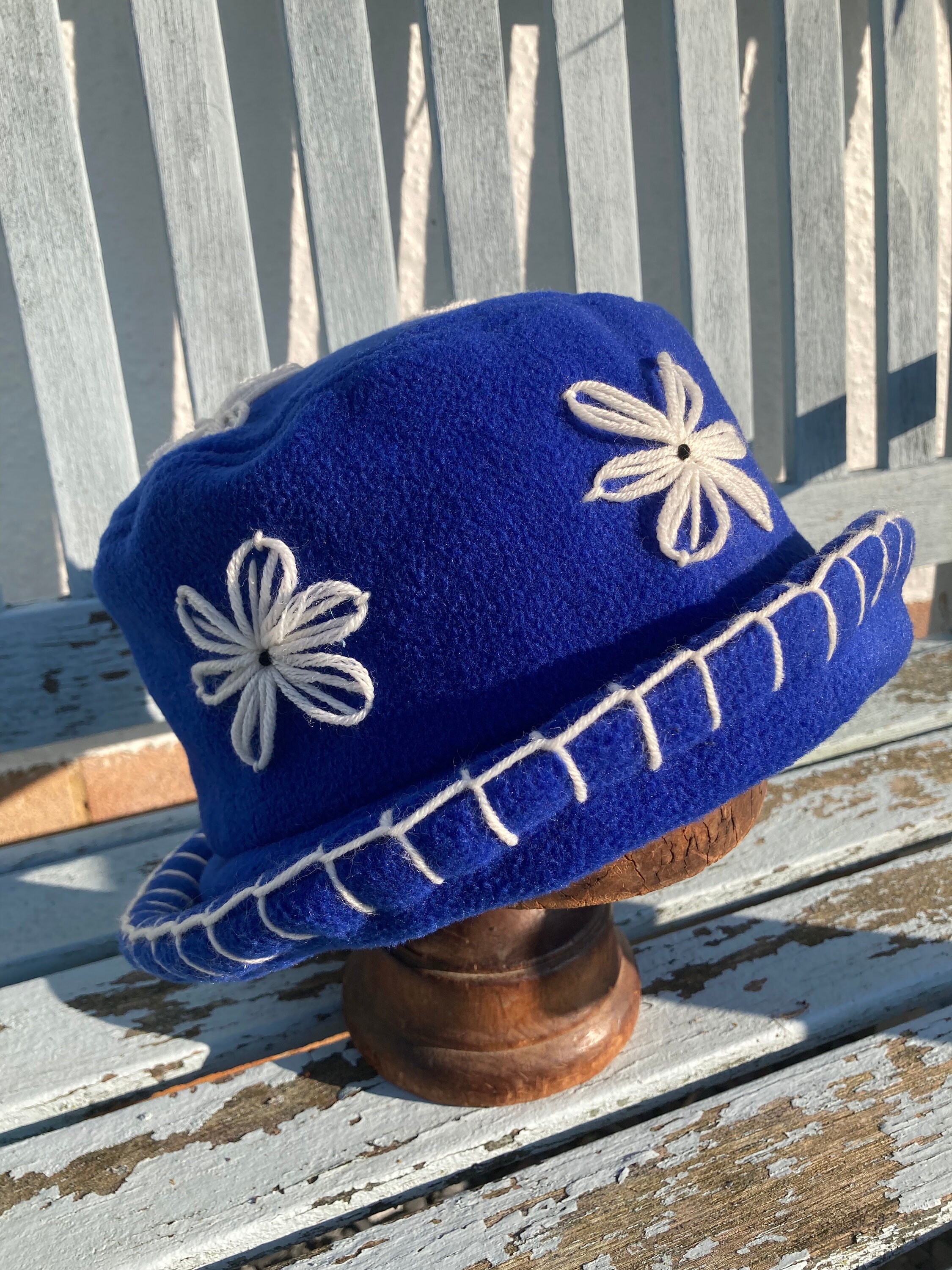 Royal Blue Fleece Hat Cobalt Blue Winter Cloche Bright Blue - Etsy