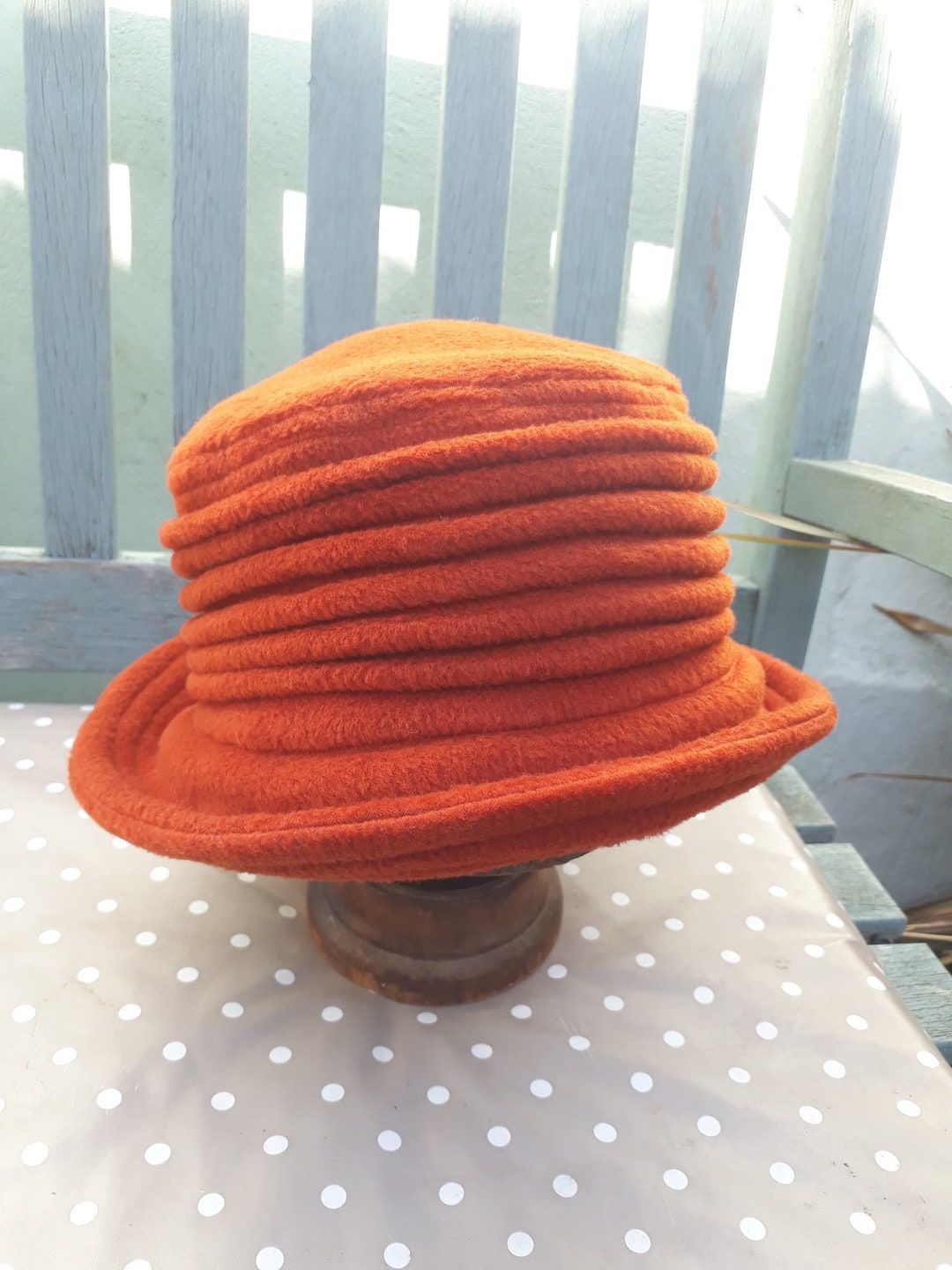 Burnt Orange Cloche Hat, Rust Fleece Cloche Hat, Homegrown Winter ...