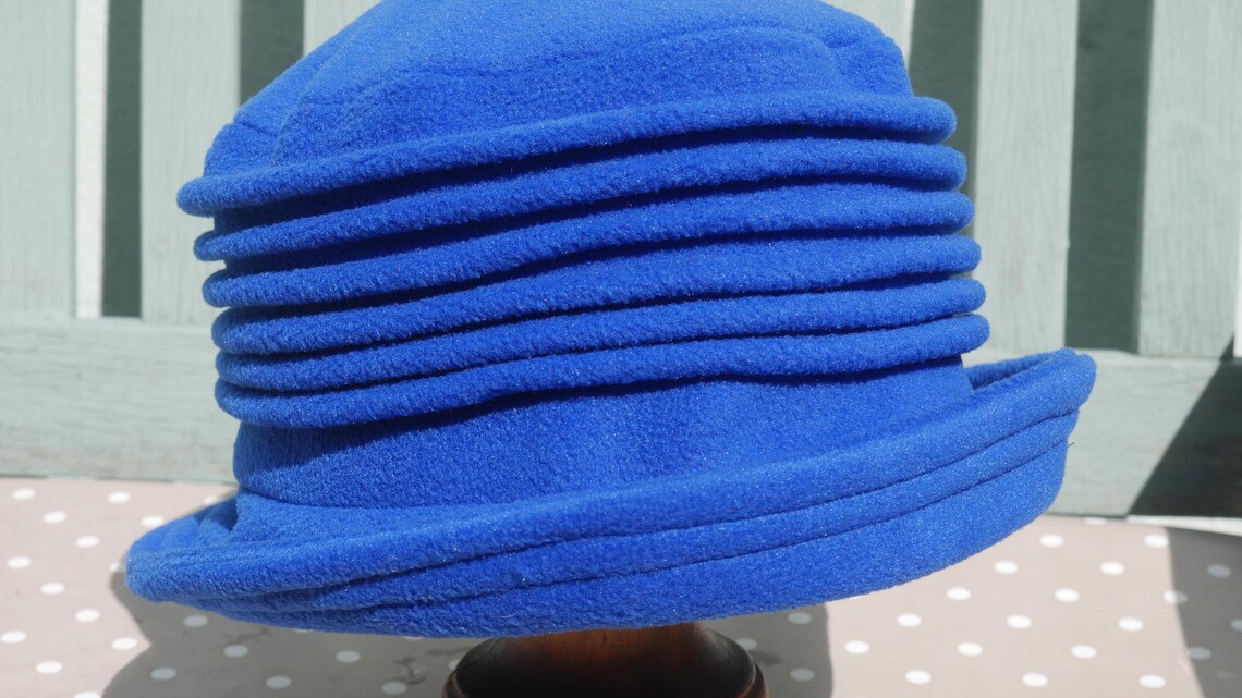 Royal Blue Fleece Cloche Hat, Bright Blue Fleece Hat, Colbalt Winter ...