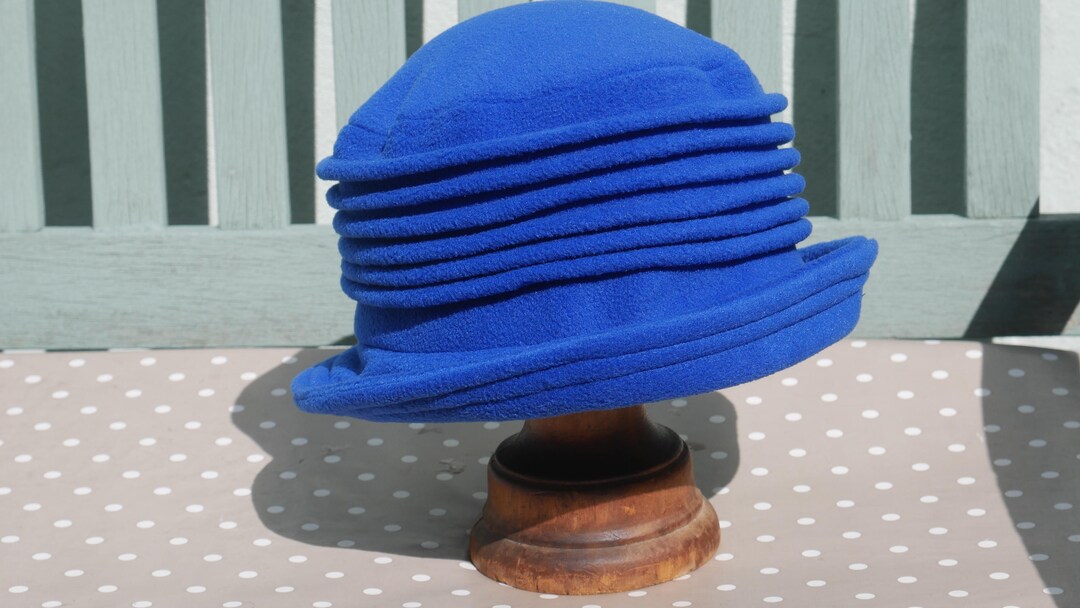 Royal Blue Fleece Cloche Hat, Bright Blue Fleece Hat, Colbalt Winter ...