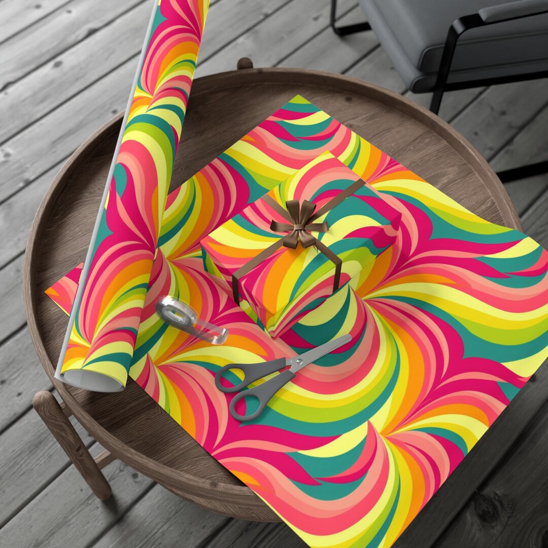 Groovy Retro Wrapping Paper, Psychedelic Gift Wrap, Retro Wrapping ...