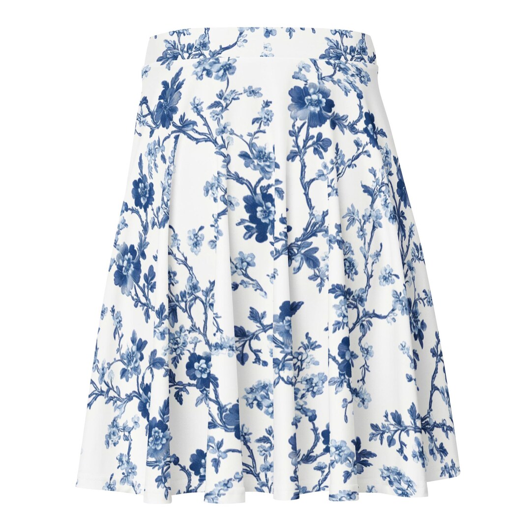 Blue Floral Toile Skirt, White Toile Skirt, Toile Skirt, Elegant Toile ...