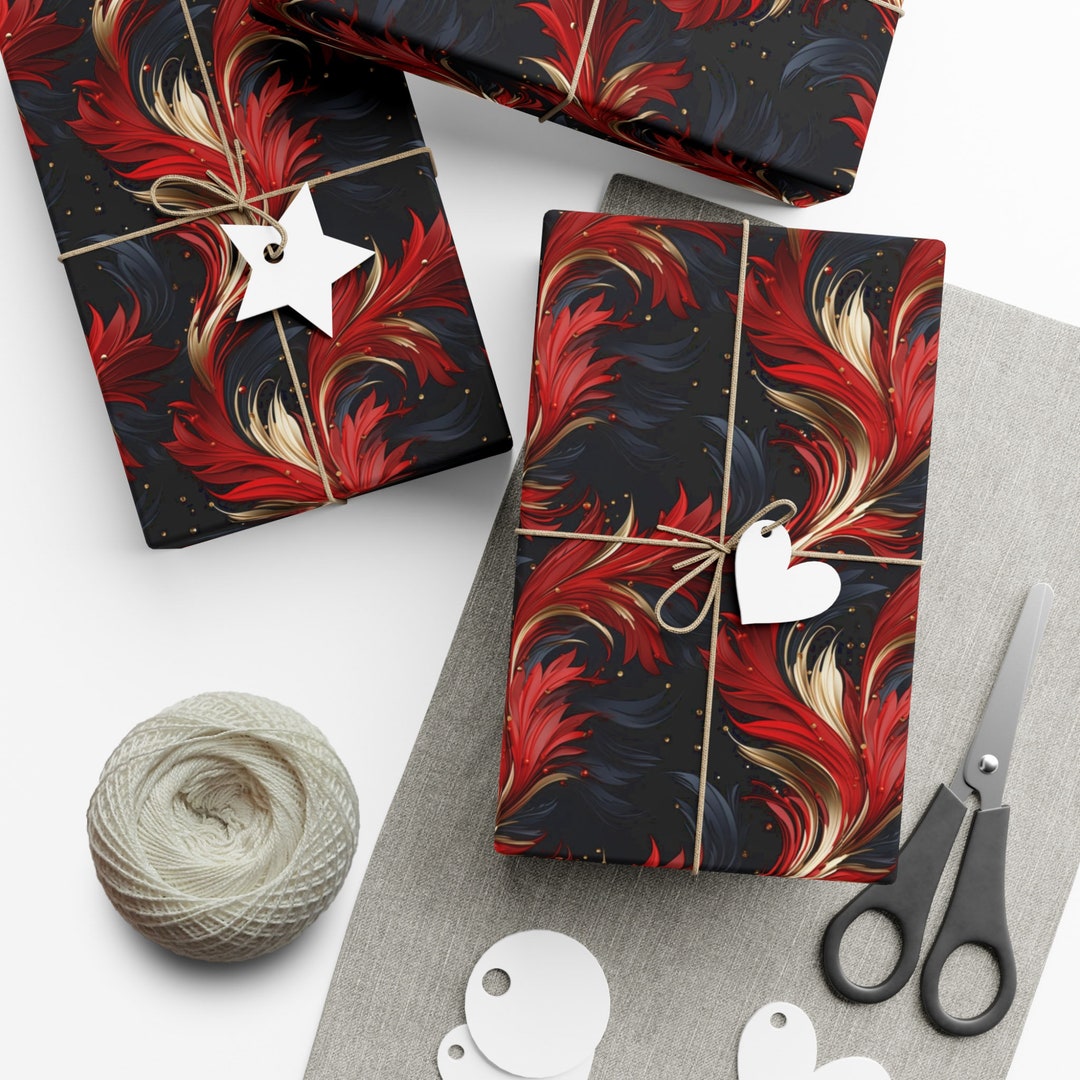 Red and Black Gift Wrap, Birthday Wrapping Paper, Black and Red ...