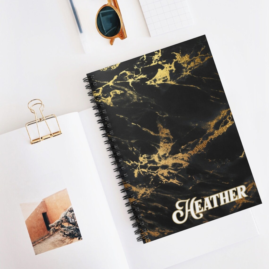 black-marble-notebook-personalized-marble-notebook-custom-etsy