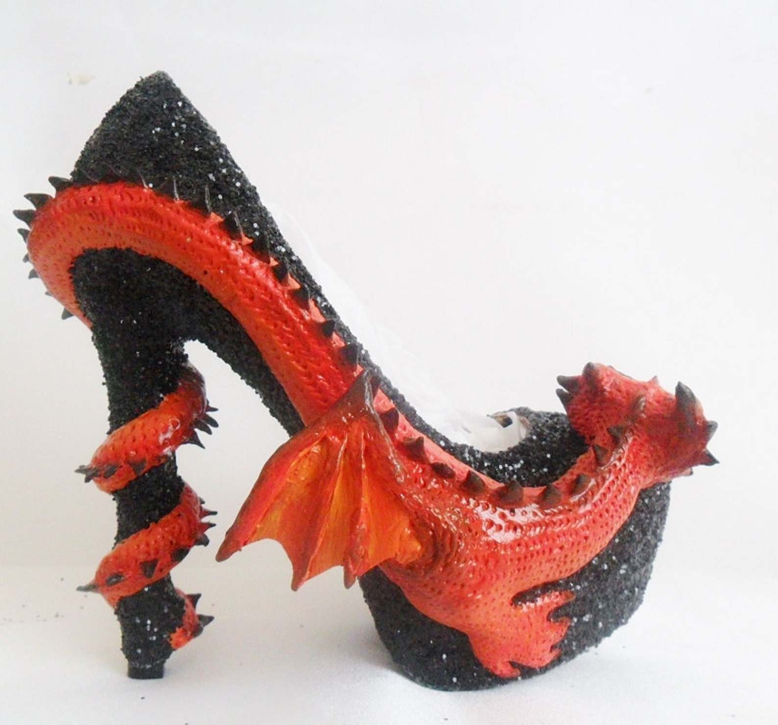 Lava Dragon Heels Scales Custom Hand Sculpt Paint Red Black | Etsy