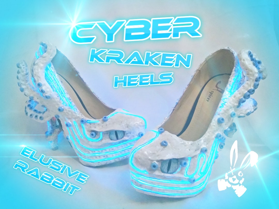 Cyber Kraken Light up LED Heels Custom Cyberpunk Sculpt Shoe Size 3 4 5 ...