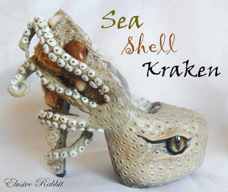 The Sea Shell Kraken Heels Custom Hand Sculpt Paint Shoe Size - Etsy