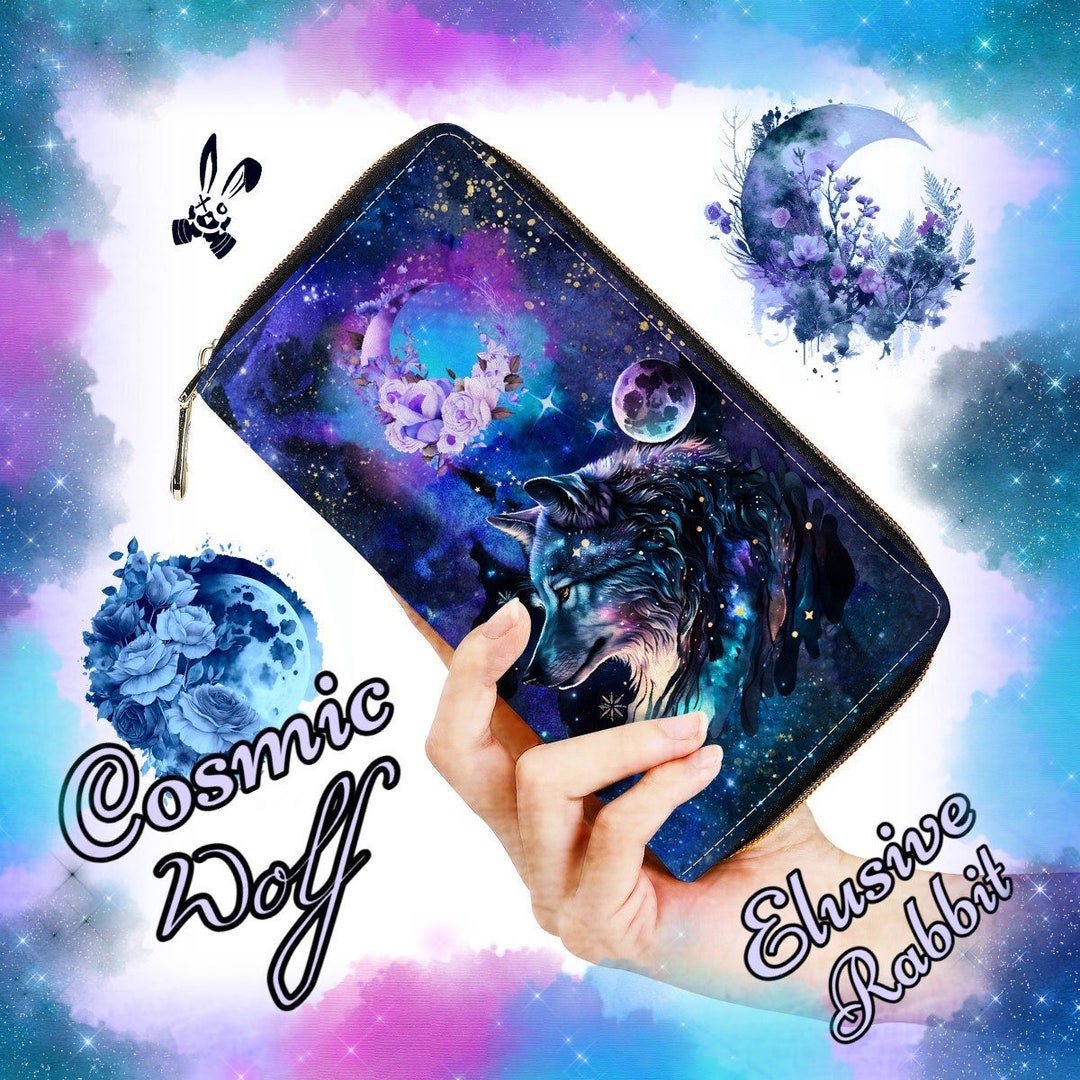 Cosmic Wolf Gothic Nebula Galaxy Moon Space Celestial Star Clutch ...
