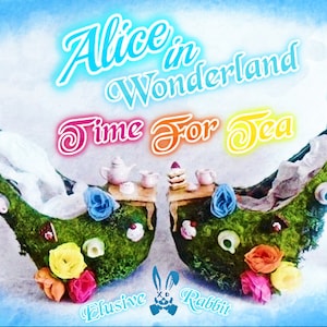 Alice in Wonderland Time for Tea Party Flower Custom Glitter Ribbon ...