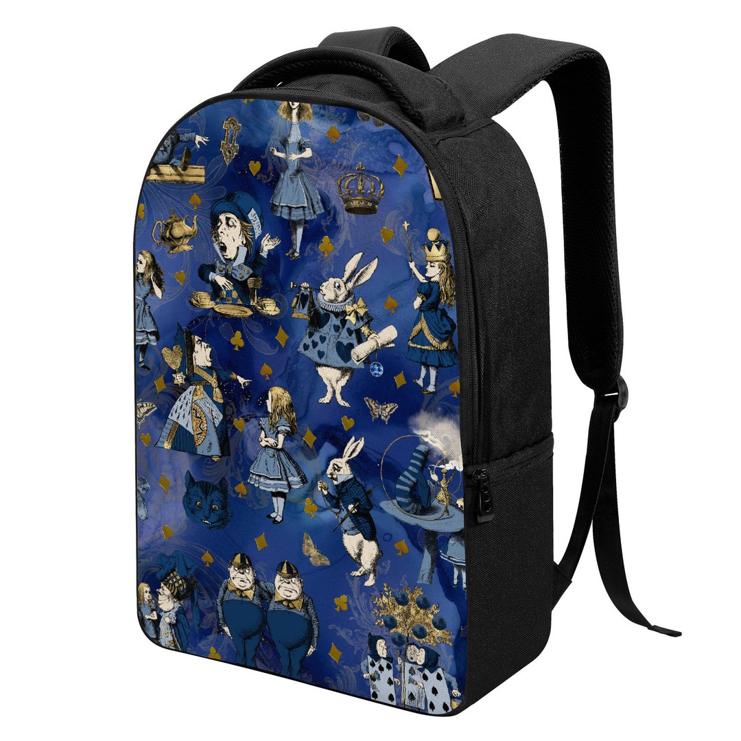 Laptop Backpack Navy Blue Alice in Wonderland Christmas UK Bag Handbag ...
