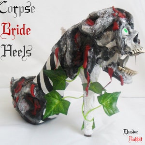 Corpse Bride Glow in the Dark Heels Halloween Skull Blood Gothic Goth ...