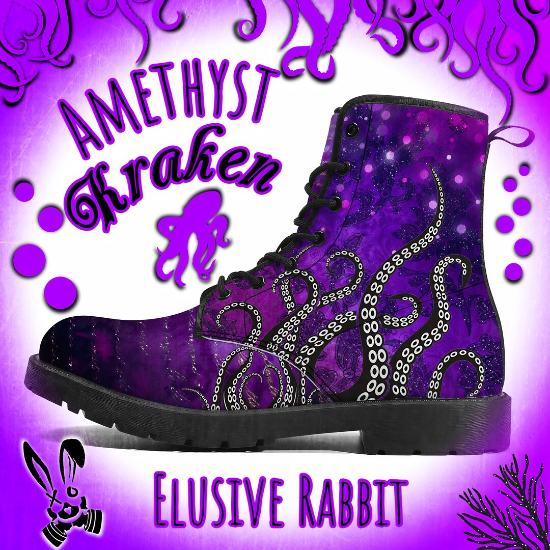 Amethyst Kraken Gothic Winter Boots Tentacle Squid Cthulhu Purple Lilac ...