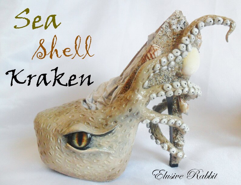 The Sea Shell Kraken Heels Custom Hand Sculpt Paint Shoe Size - Etsy