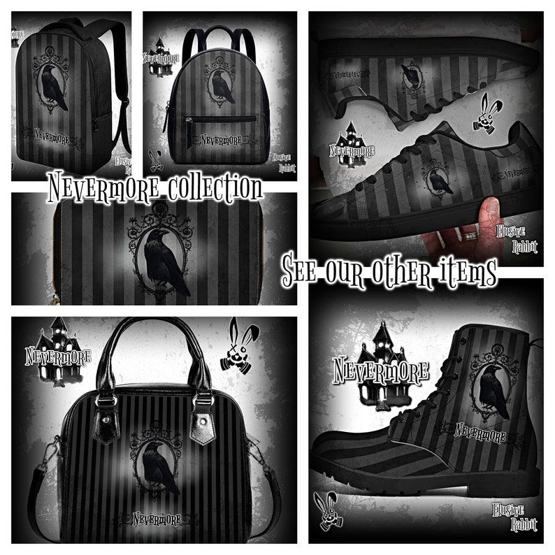 Nevermore Black Grey Edgar Allan Poe Raven Backpack Christmas UK Bag ...