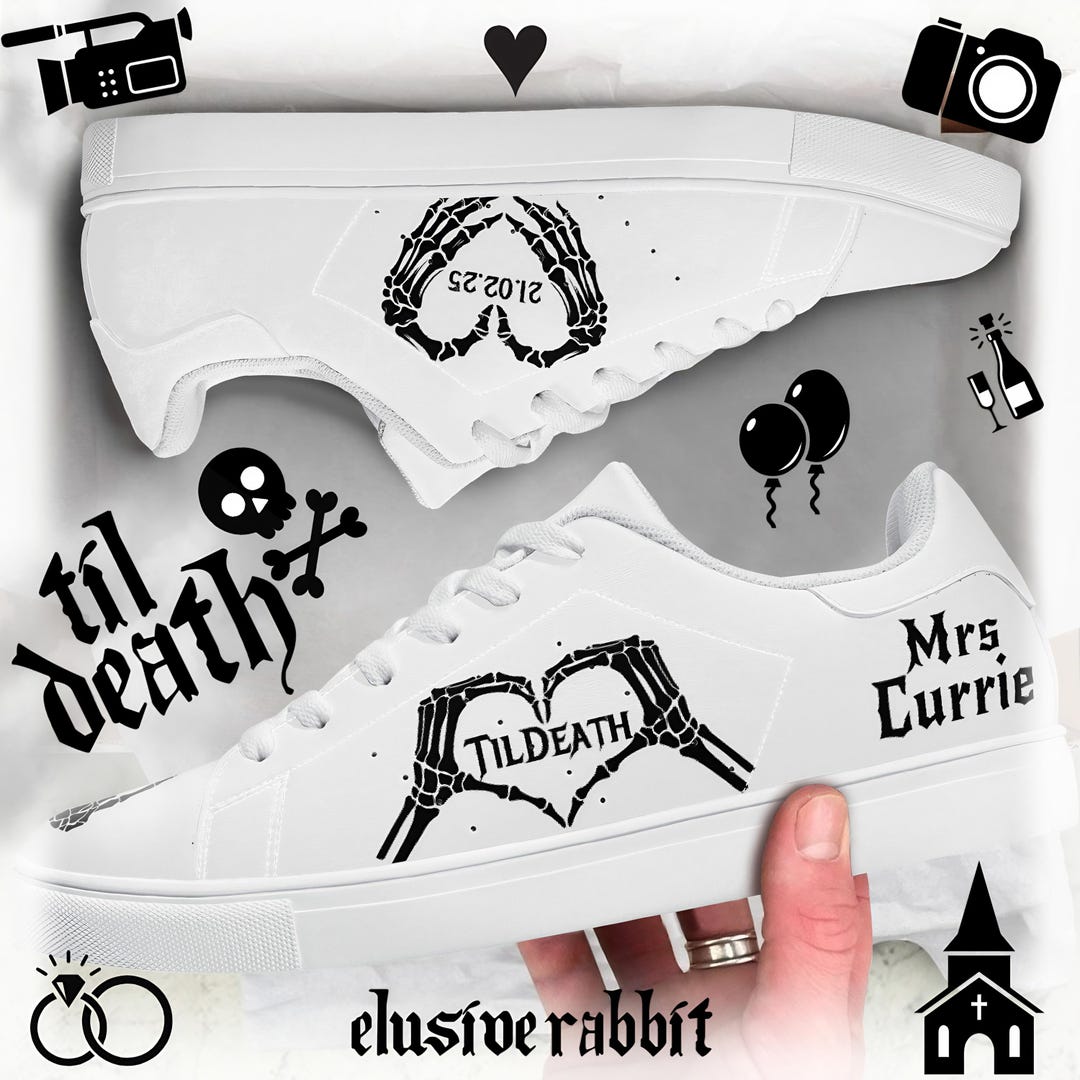 Personalised Gothic Wedding Trainer Name Save Date Gift UK 3 4 5 6 7 8 ...