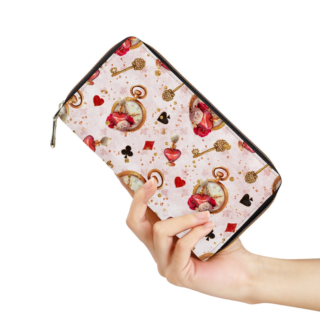 Love Potion Alice in Wonderland Casual Clutch Wallet Purse Vegan Zipper ...