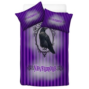 Purple Nevermore Raven Edgar Allan Poe Black Duvet Covers Set Double ...