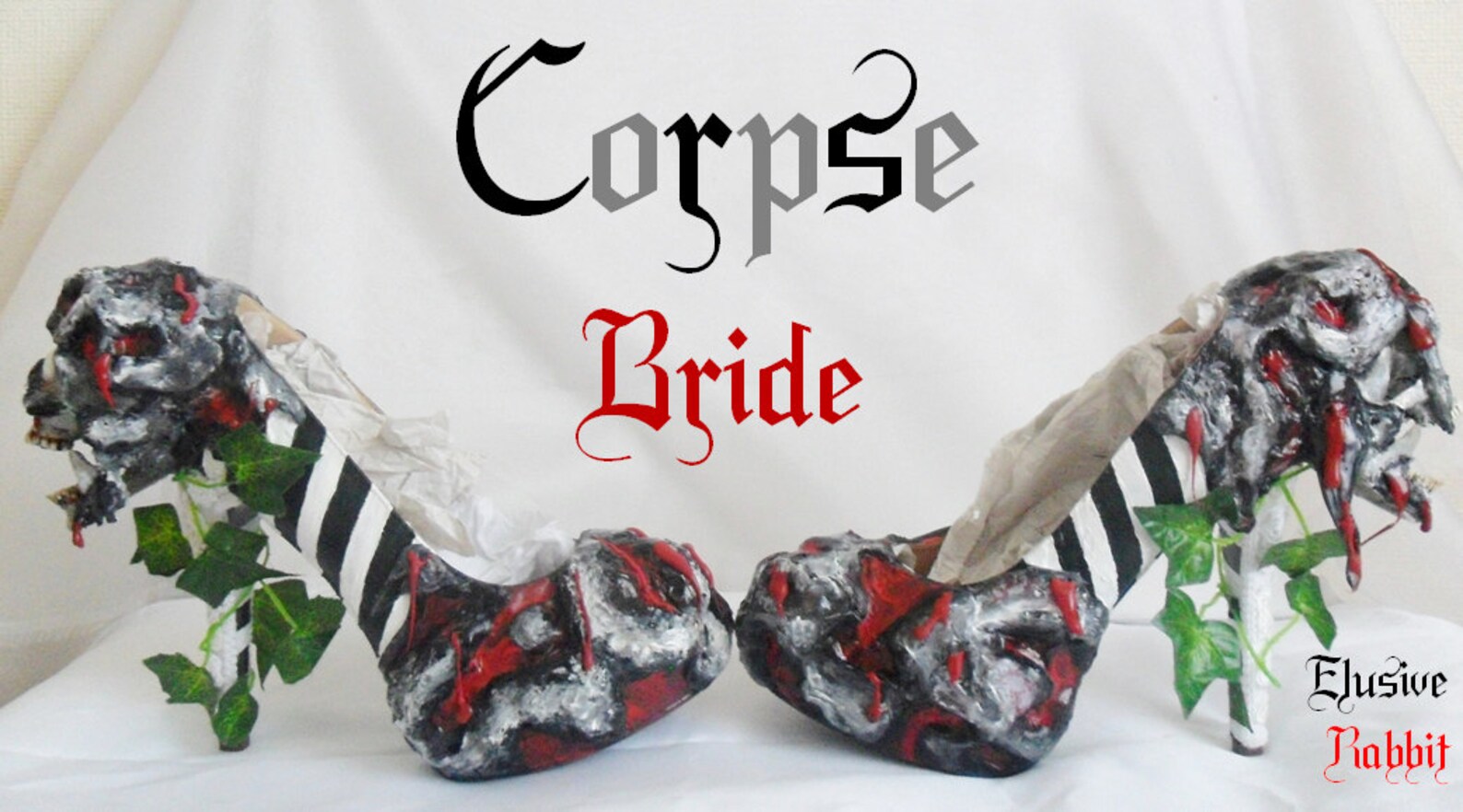 Corpse Bride Glow in the Dark Heels Halloween Skull Blood Gothic Goth ...