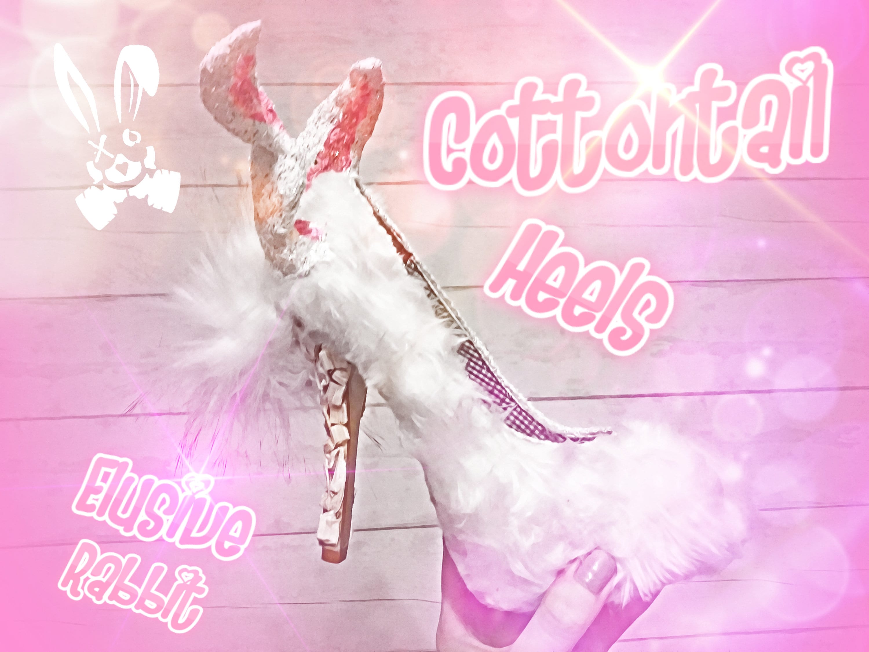 Cottontail Rabbit Heels White Pink Mad Hatter Fluffy Bunny Custom Hand ...