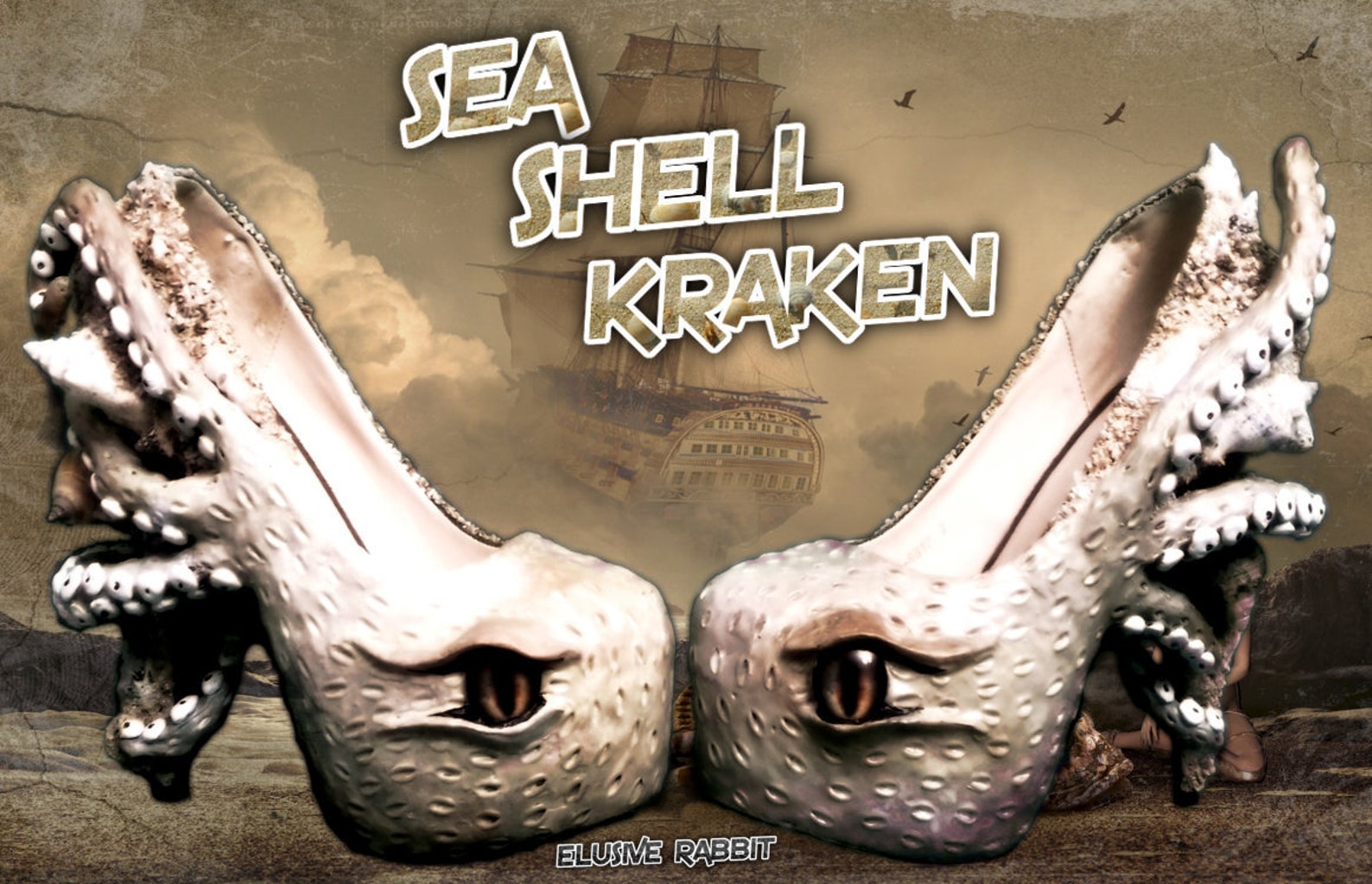 The Sea Shell Kraken Heels Custom Hand Sculpt Paint Shoe Size - Etsy