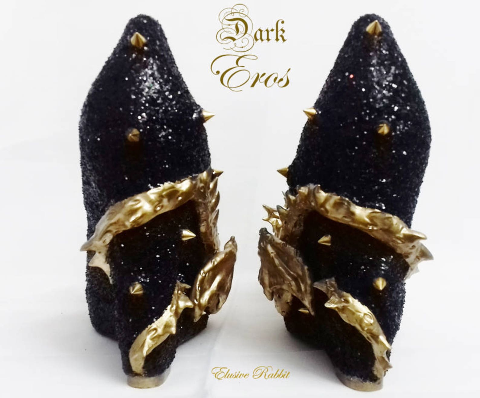 Dark Eros Dragon Heels Gold Heart Spikes Custom Sculpt Shoe Kraken Heel ...