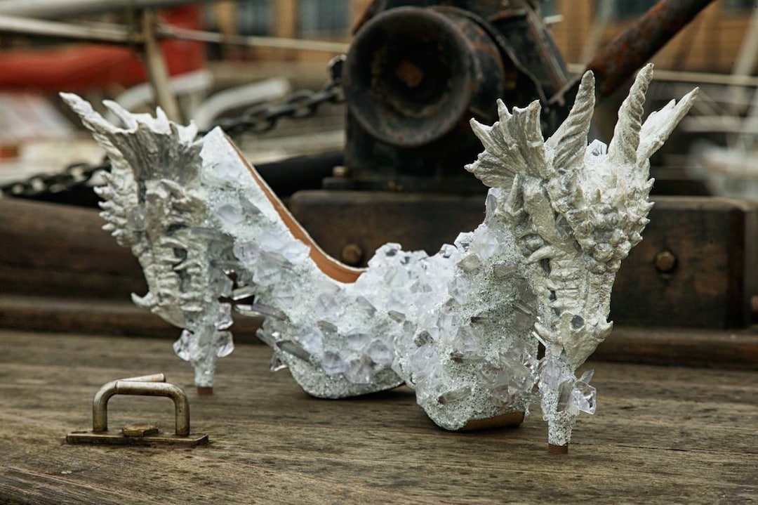 Dragon Typhon Heels White Crystal Quartz Diamond Custom Hand Sculpt ...