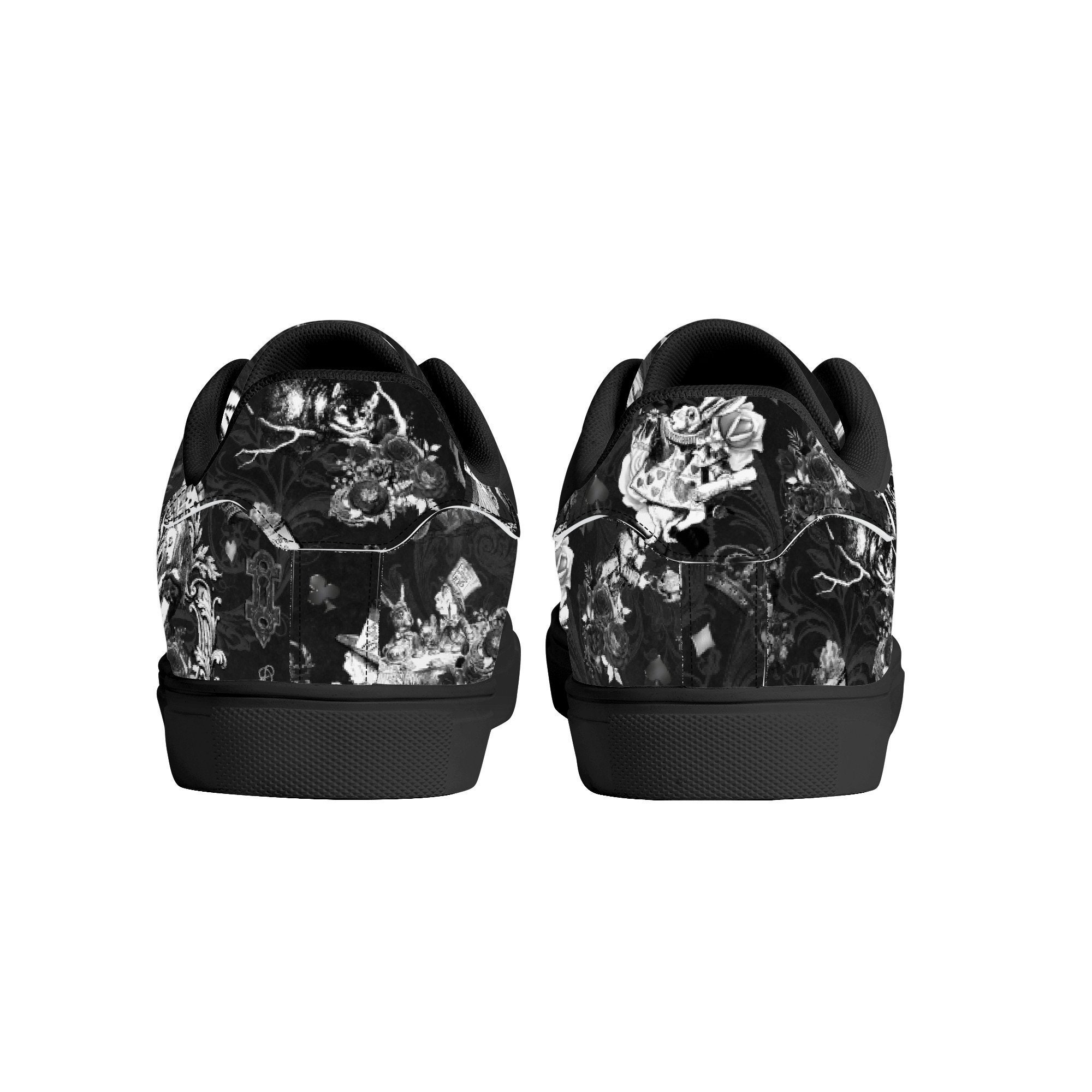 Gothic Mad Alice Black White Wonderland Trainers Christmas UK 3 4 5 6 7 ...