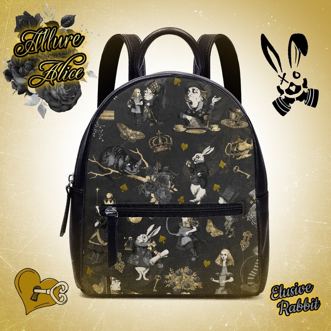 Allure Black Gold Alice in Wonderland Backpack Christmas UK Bag Handbag ...