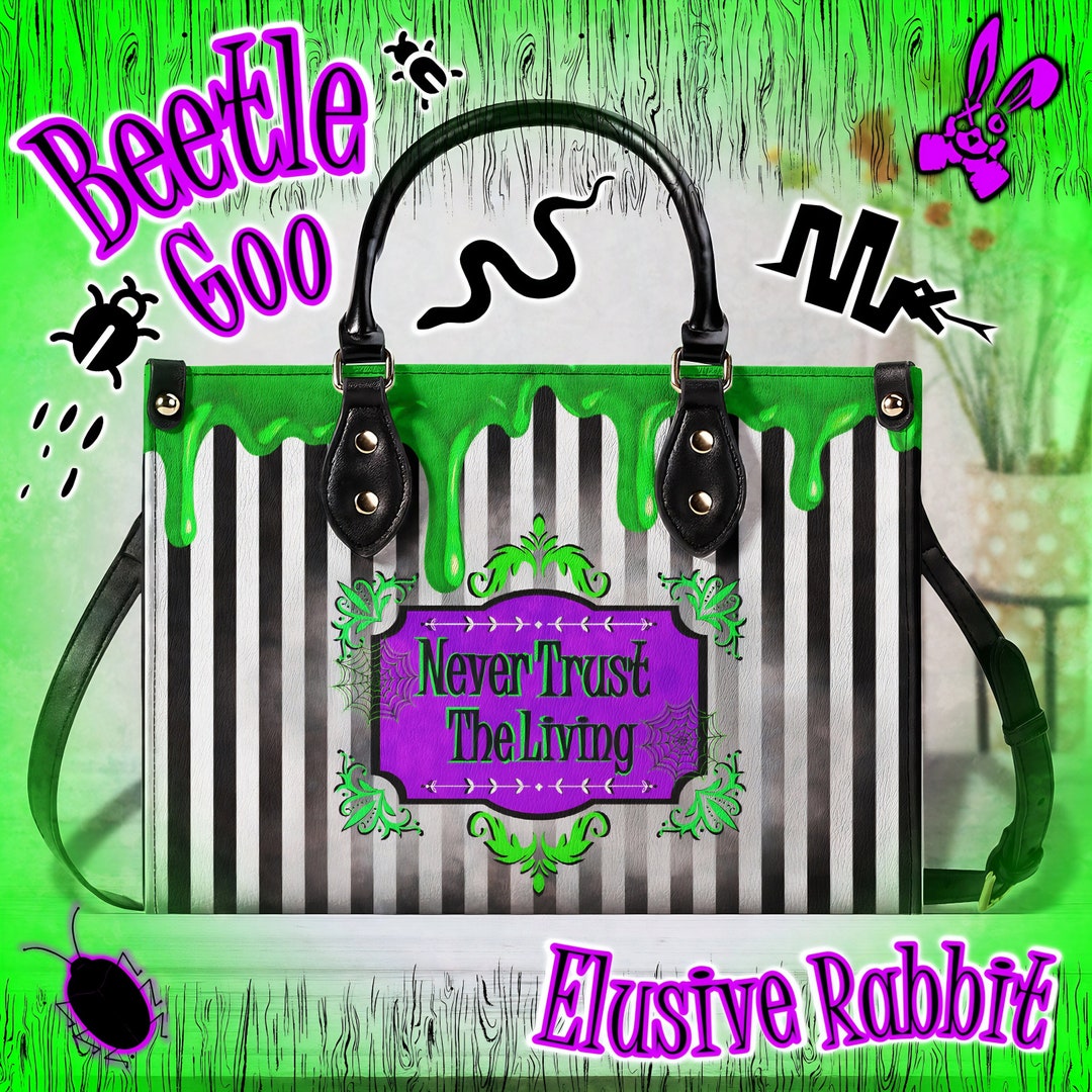 Gothic Beetle Goo Green Black White Stripe Messenger Christmas Bag ...