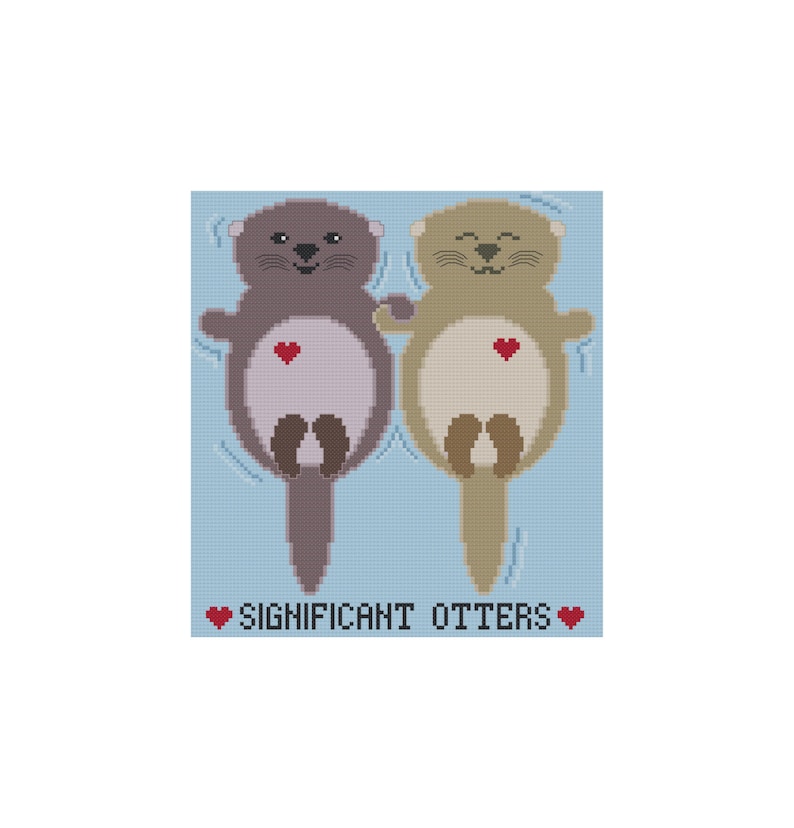 Cross Stitch Pattern Significant Otters Instant Download PDF - Etsy