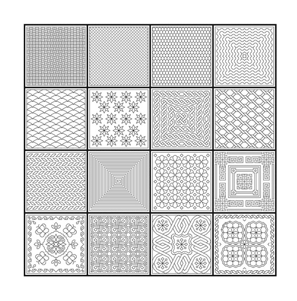 CRAZY PATCH Blackwork / Backstitch Pattern / Chart Counted Cross Stitch Geometric Patchwork ...
