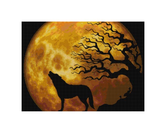 Wolf Howl Cross Stitch Pattern Instant Download PDF Cowbell - Etsy