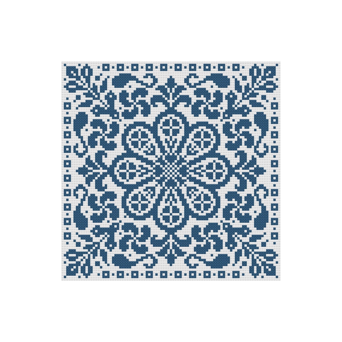Cross Stitch Pattern, Blue Willow Tile, Instant Download PDF, Cowbell ...