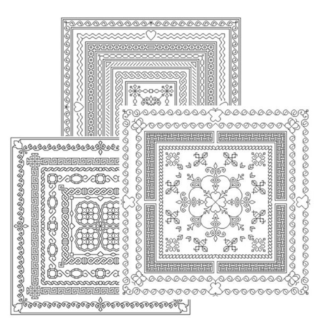 Blackwork Embroidery Set of 3 Patterns Instant Download PDF Blackwork ...