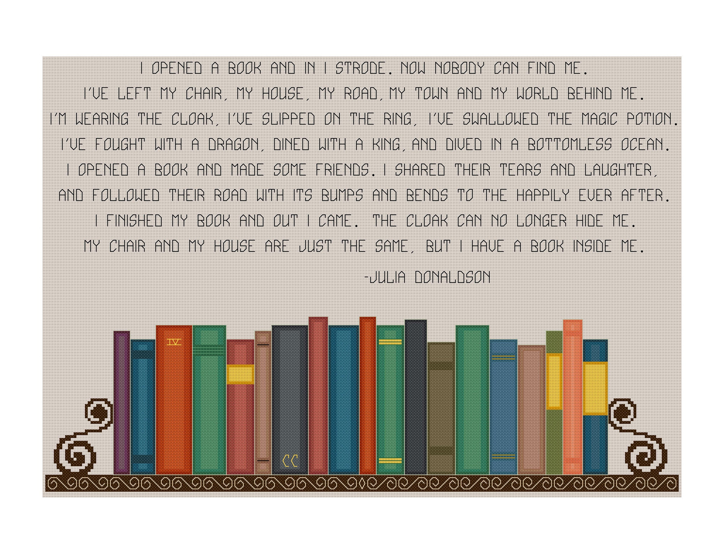 I Opened A Book Poem Cross Stitch Pattern by Cowbell Cross Stitch ...