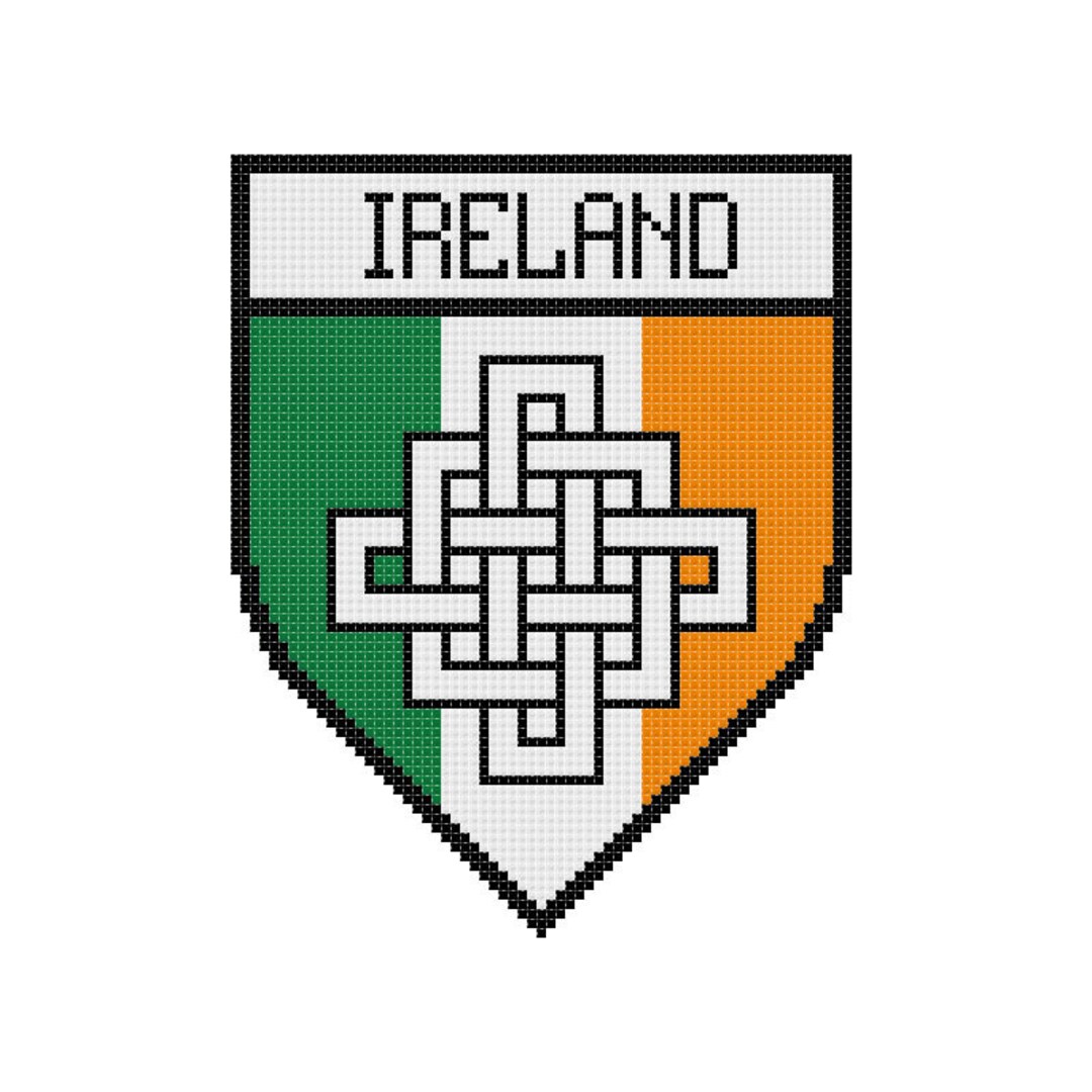 Irish Cross Stitch Pattern, Ireland Crest, Irish Flag, Celtic Knot ...
