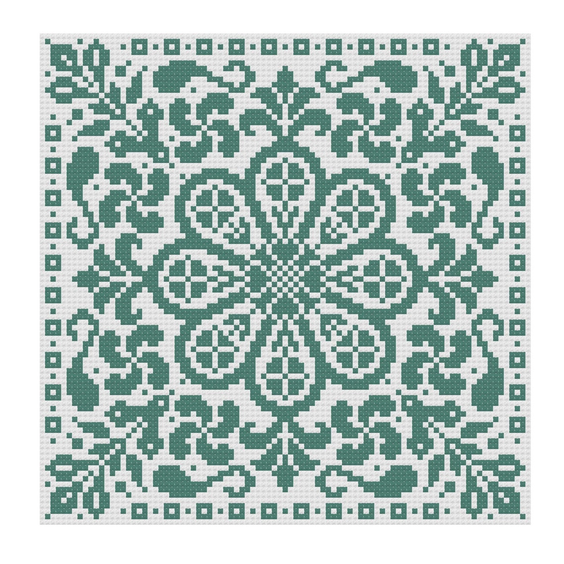 Cross Stitch Pattern, Blue Willow Tile, Instant Download PDF, Cowbell ...