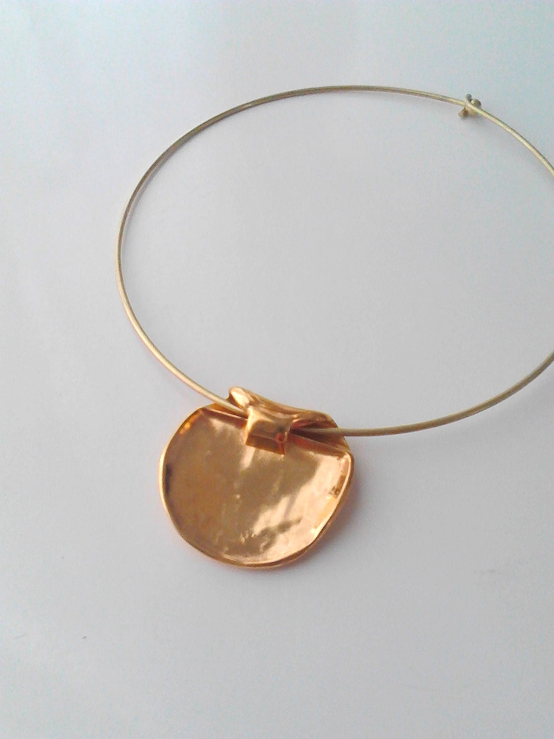 Statement Choker Necklace Brass Gold Choker Necklace Pendant - Etsy