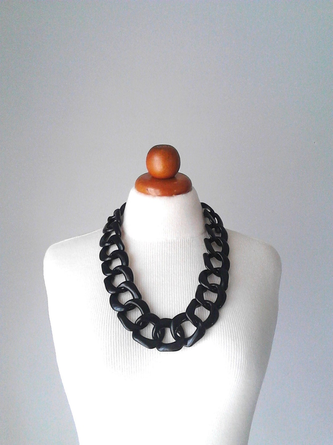 Black Chunky Chain Link Necklace,chunky Black Necklace,black Statement ...