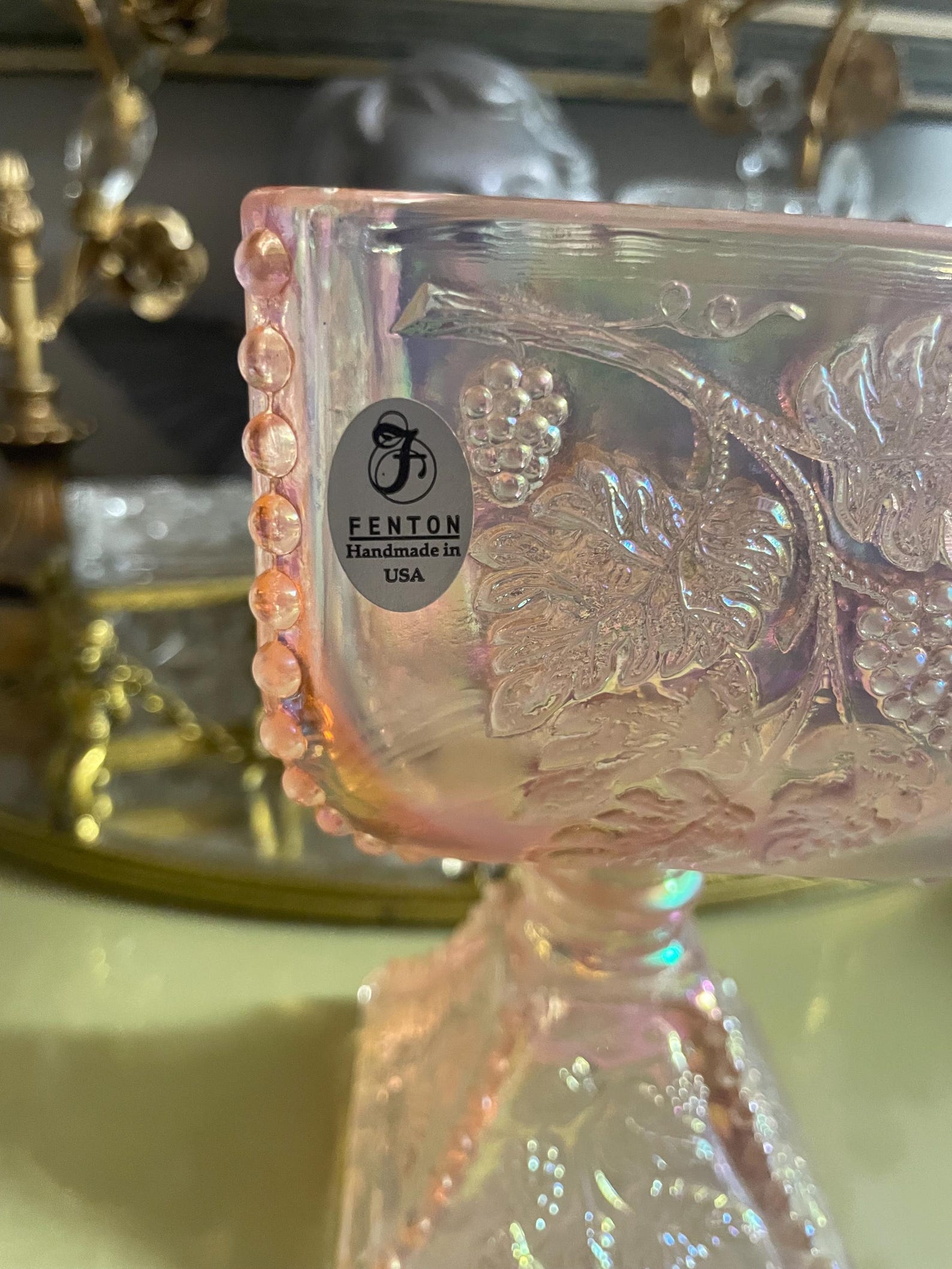 Antique Fenton Pink Sunset Stretch Carnival Glass Candy Jar - Etsy