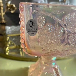 Antique Fenton Pink Sunset Stretch Carnival Glass Candy Jar - Etsy