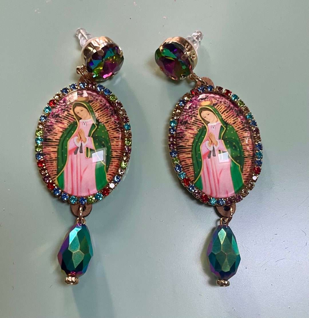 Stunning Blessed Mother Sparkling Earrings - Etsy