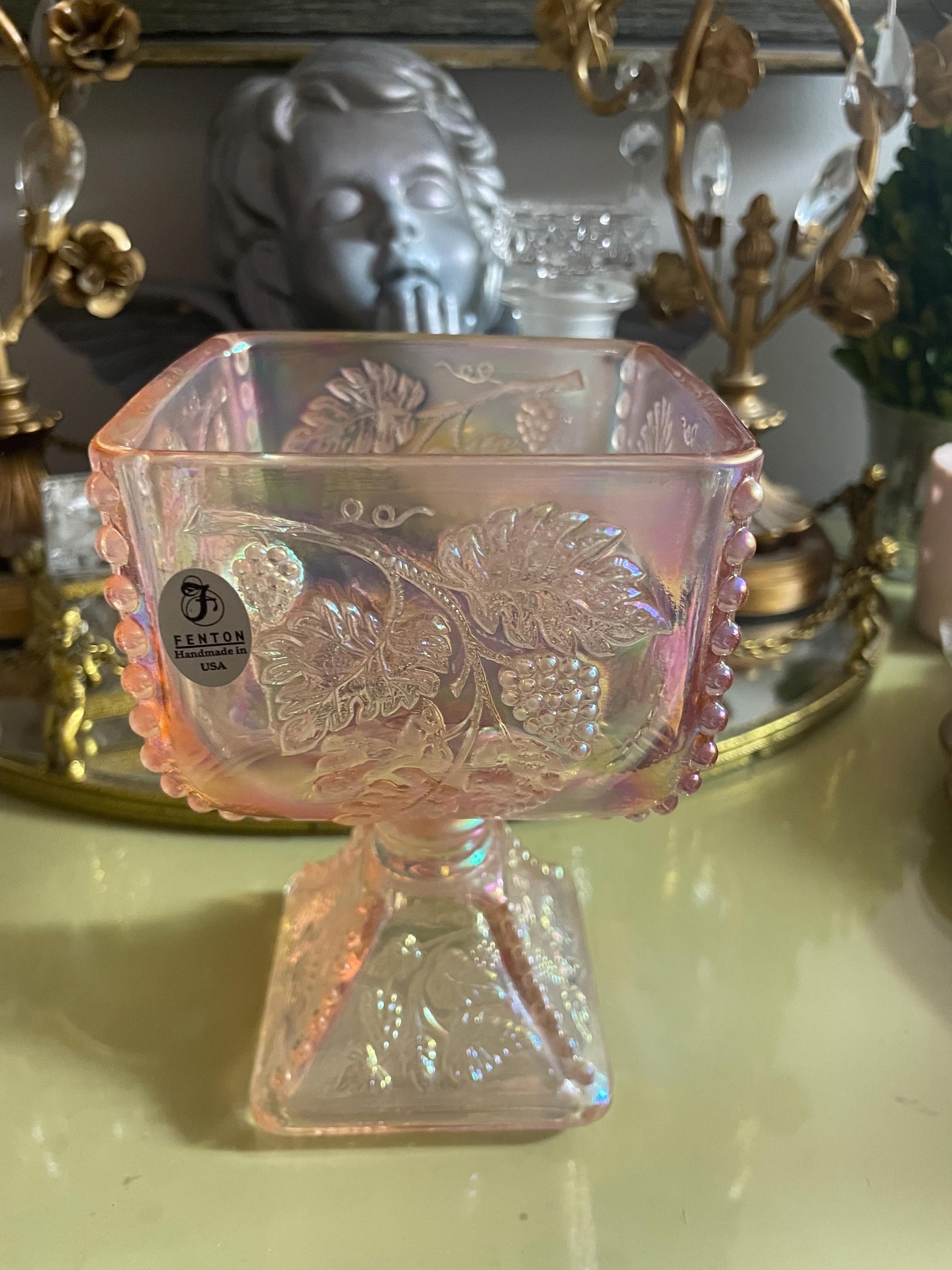 Antique Fenton Pink Sunset Stretch Carnival Glass Candy Jar - Etsy