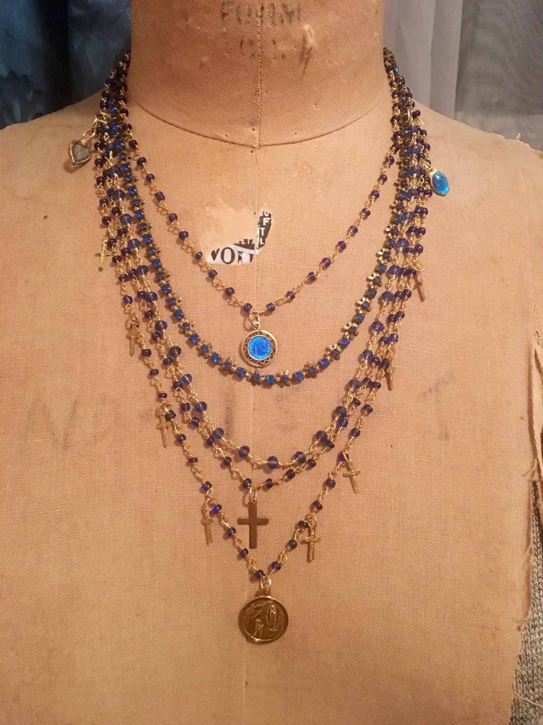 Catholic Jewelry, Antique Blue Enameled Bernadette Kneeling at the ...