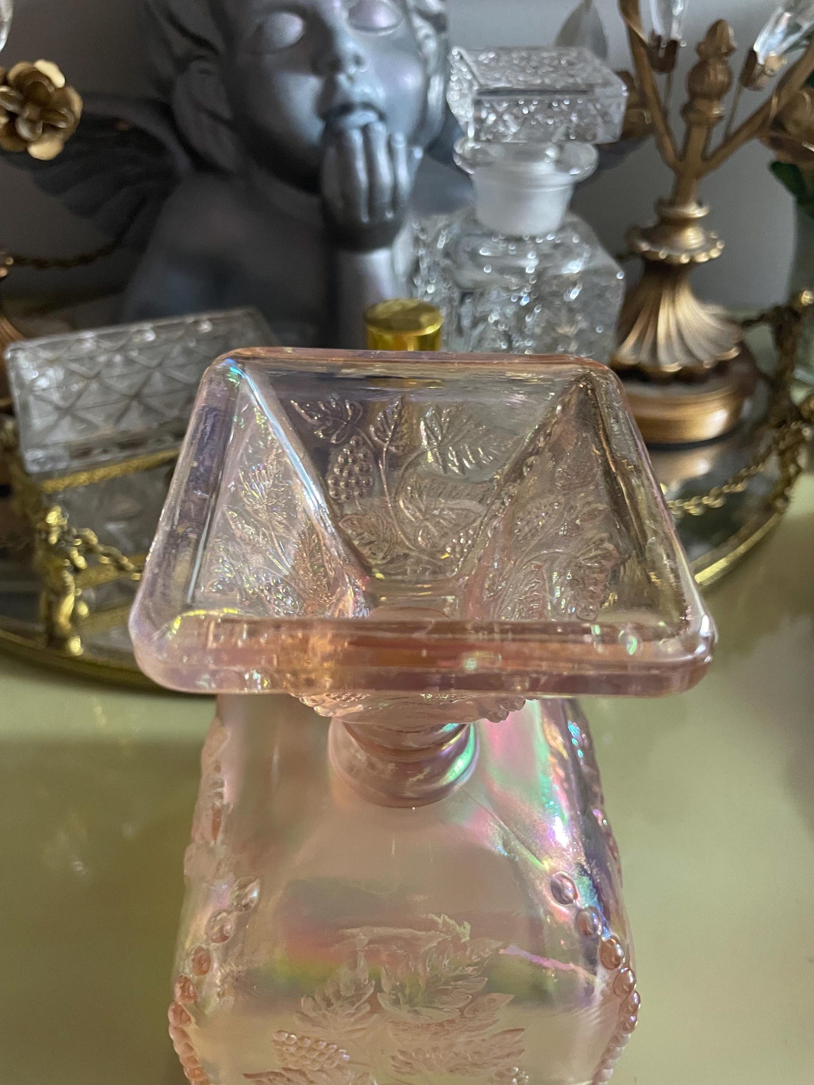 Antique Fenton Pink Sunset Stretch Carnival Glass Candy Jar - Etsy