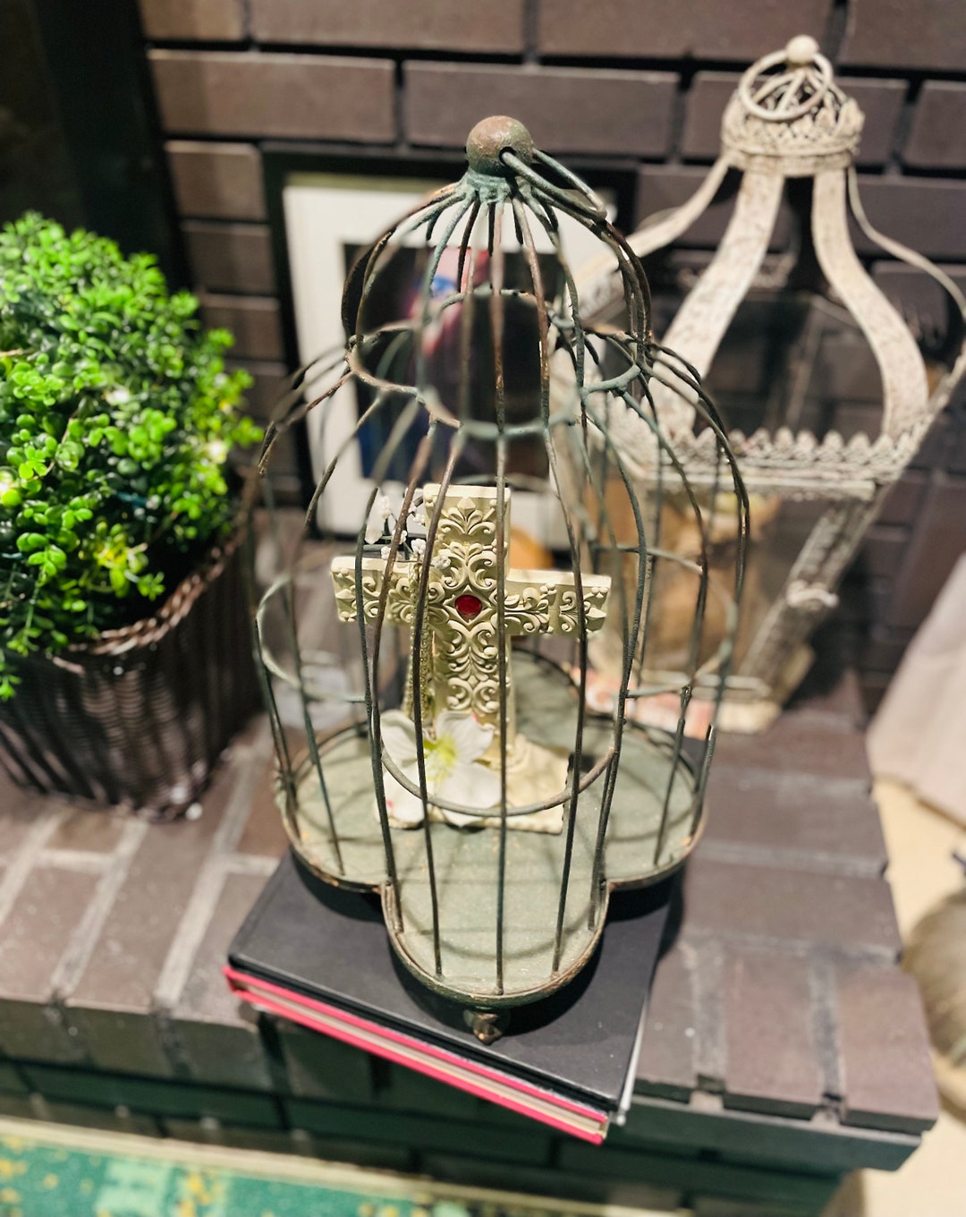 Beautiful Rustic Sage Green Bird Cage - Etsy