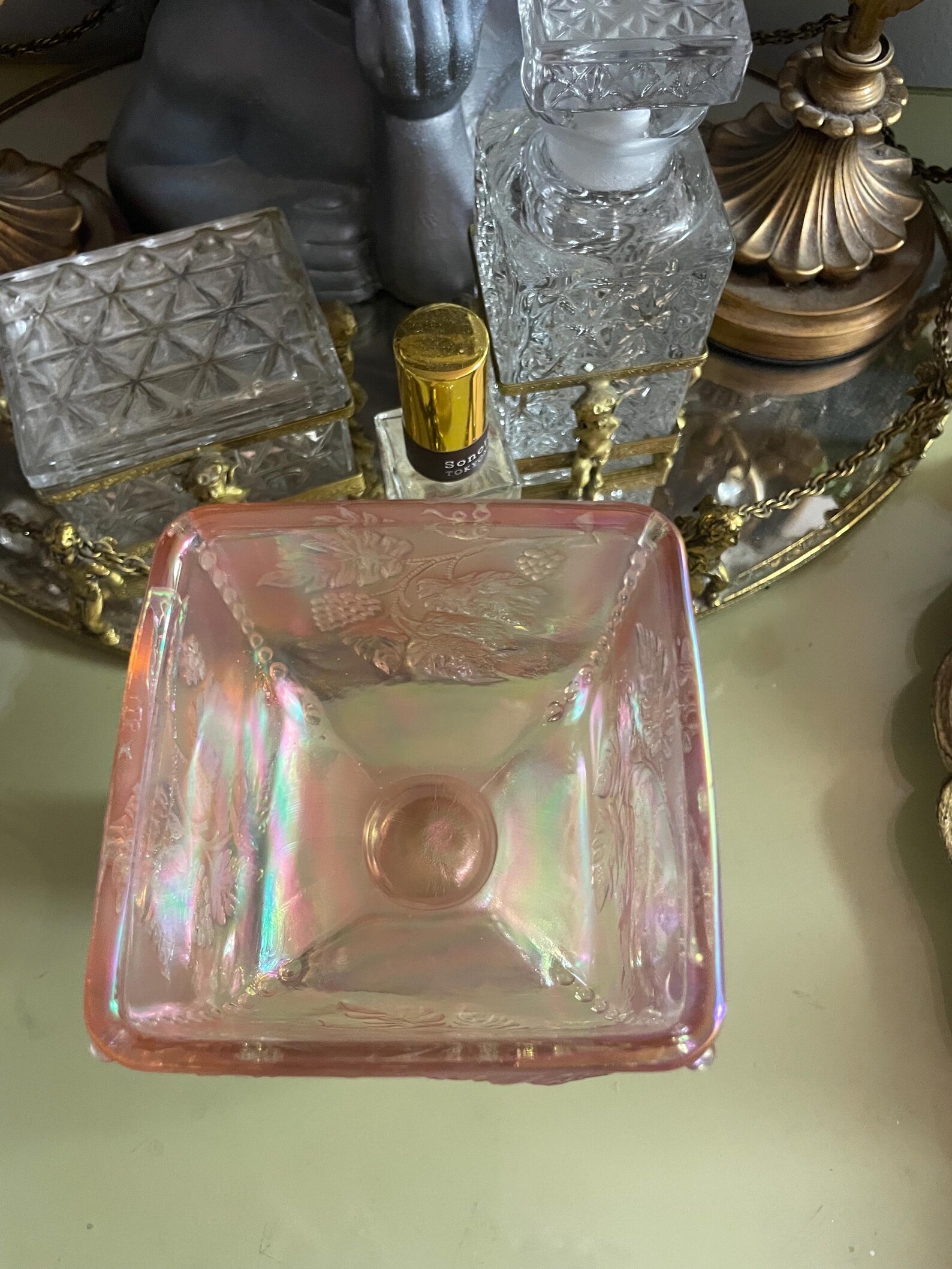 Antique Fenton Pink Sunset Stretch Carnival Glass Candy Jar - Etsy