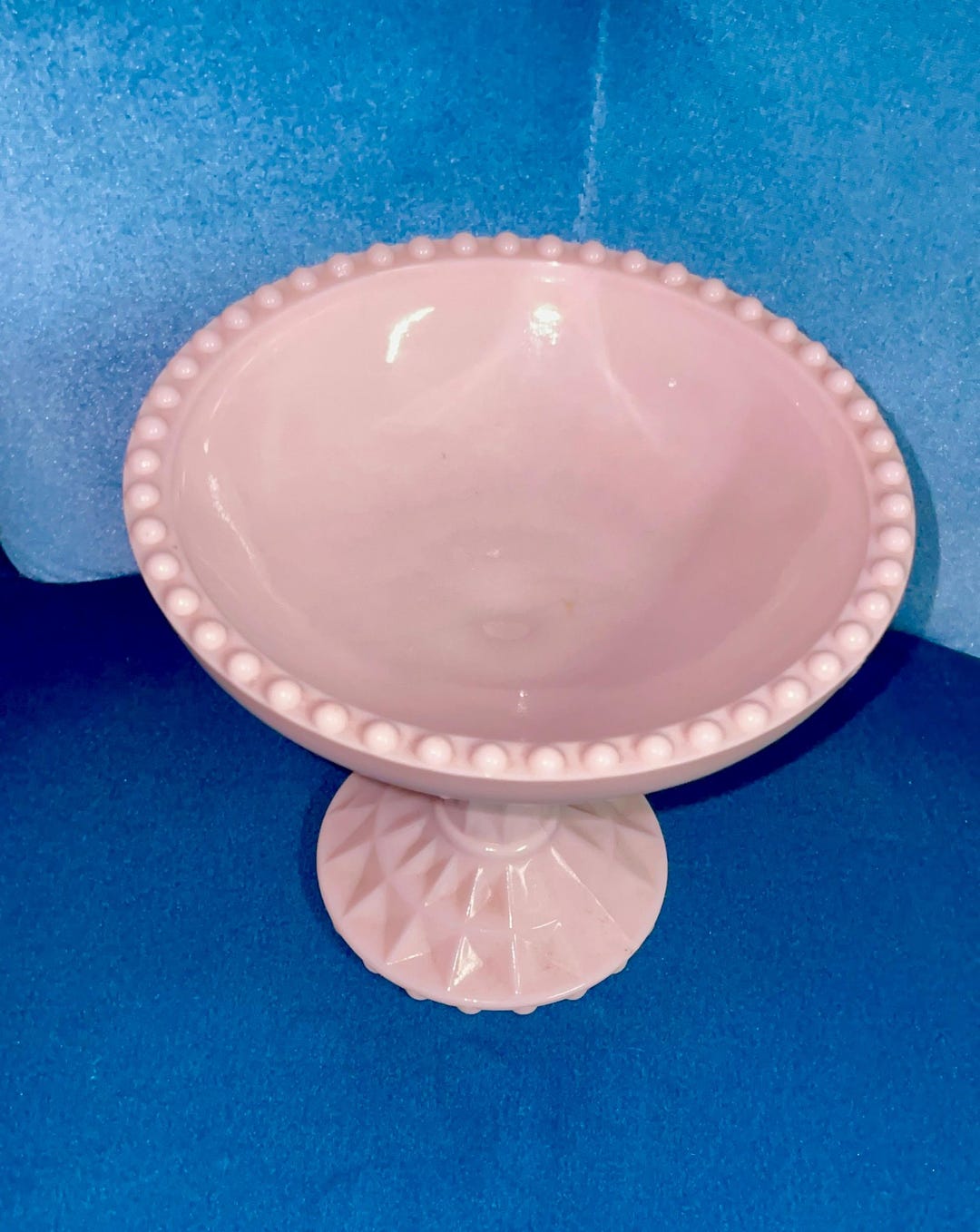 Antique Pink Diamond Milk Glass Compote - Etsy