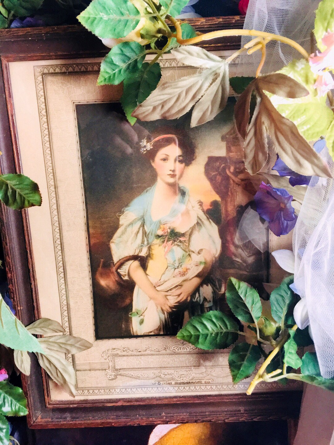 Antique Beautiful Lady Glass Lyday Framed Photgrave Picture Frame - Etsy