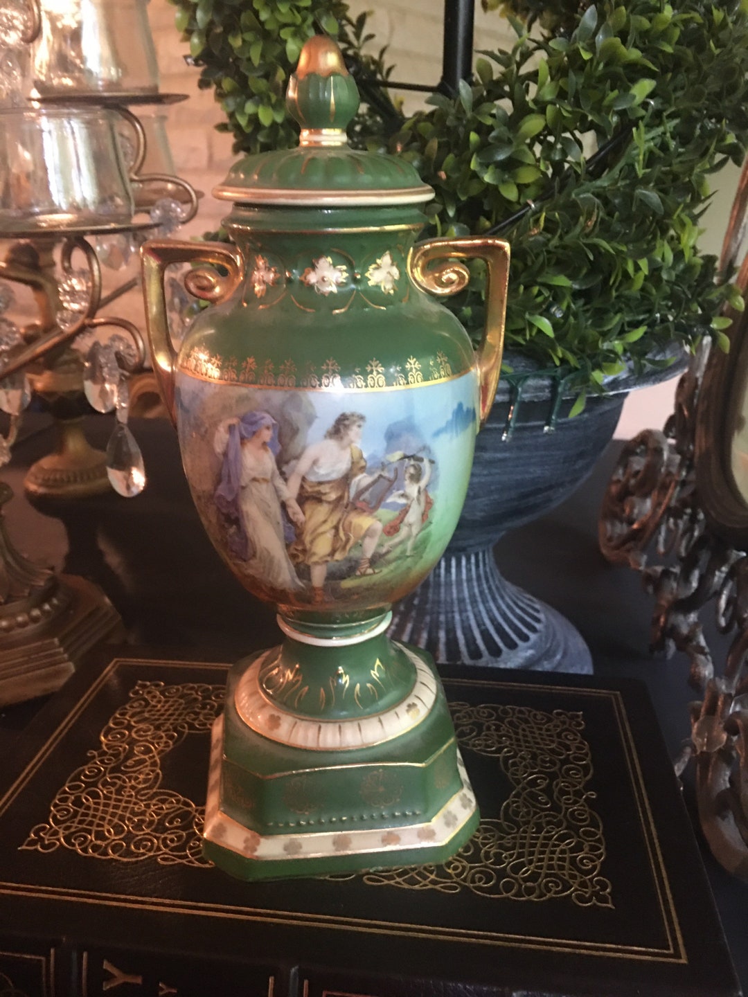 Beautiful Green Erphila Art Pottery With 18K Gold Made in Czecho ...